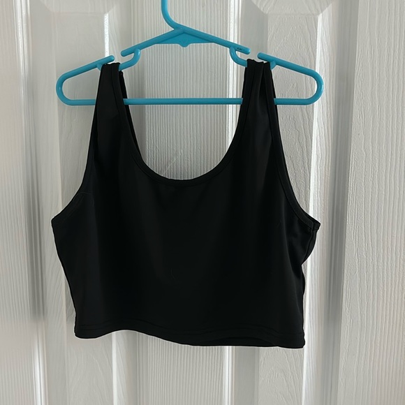 Tops | Plain Black Cropped Tank Top | Poshmark